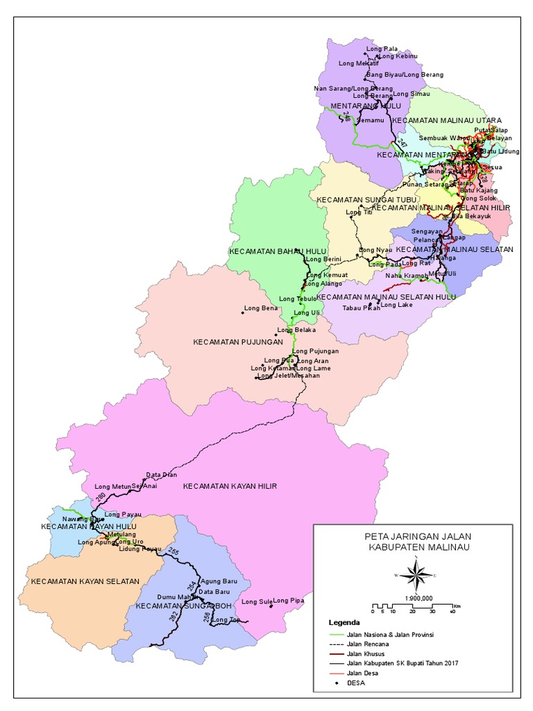 1.peta Jalan Yang Ada Di Kab - Malinau 2018 | PDF