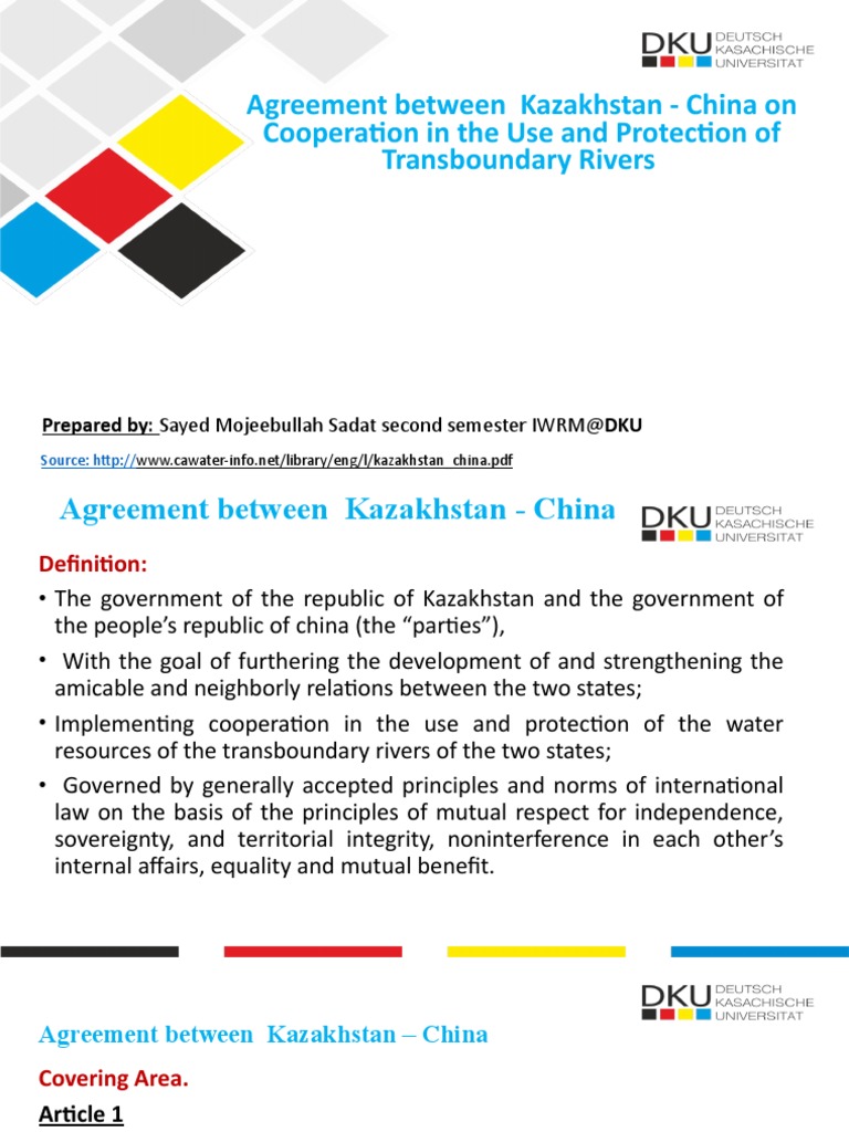 Sayed Mojeebullah Sadat - Rivers, Agreement Between Kazakhstan - China | PDF | Kazakhstan | China