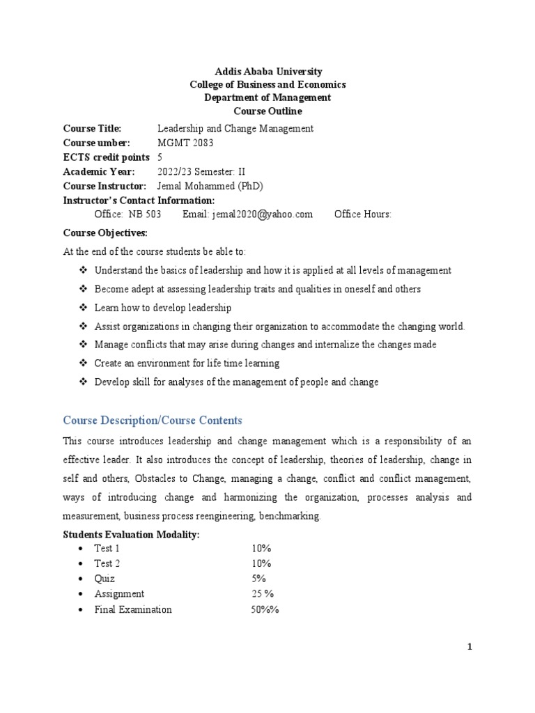 Leadership & Change Management INST - UG | PDF | Change Management ...