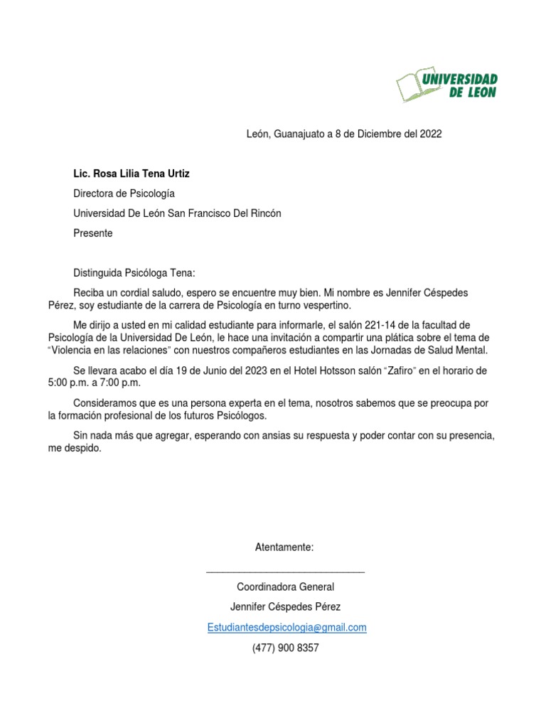 Carta Formal JCP | PDF