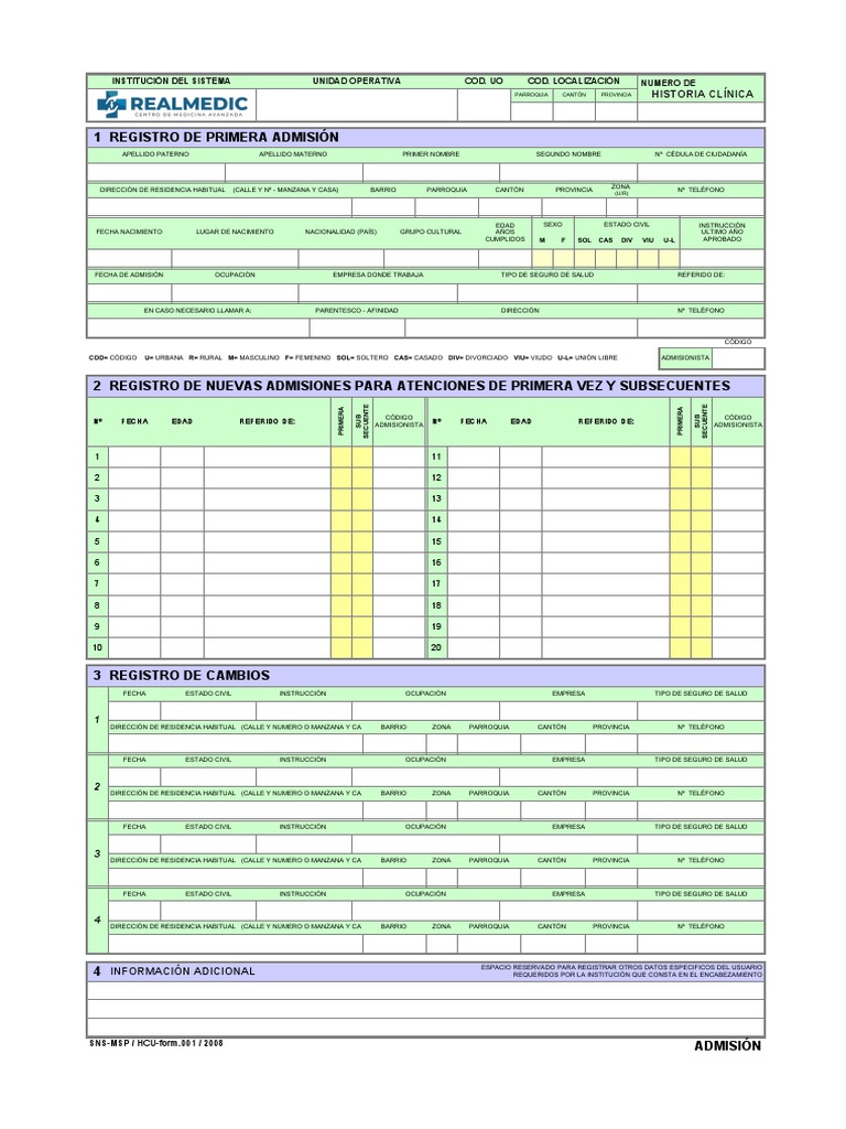 Form. 001 ADMISION Y ALTA-EGRESO | PDF