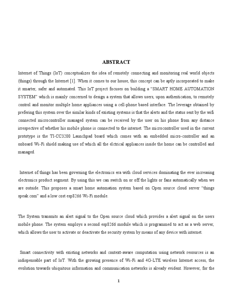 Smart Home Automation System | PDF | Internet Of Things | Computer Network