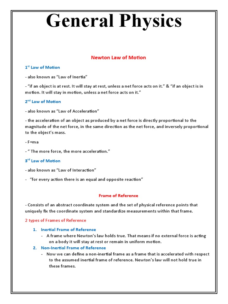 General Physics: Newton Law of Motion | PDF | Force | Buoyancy