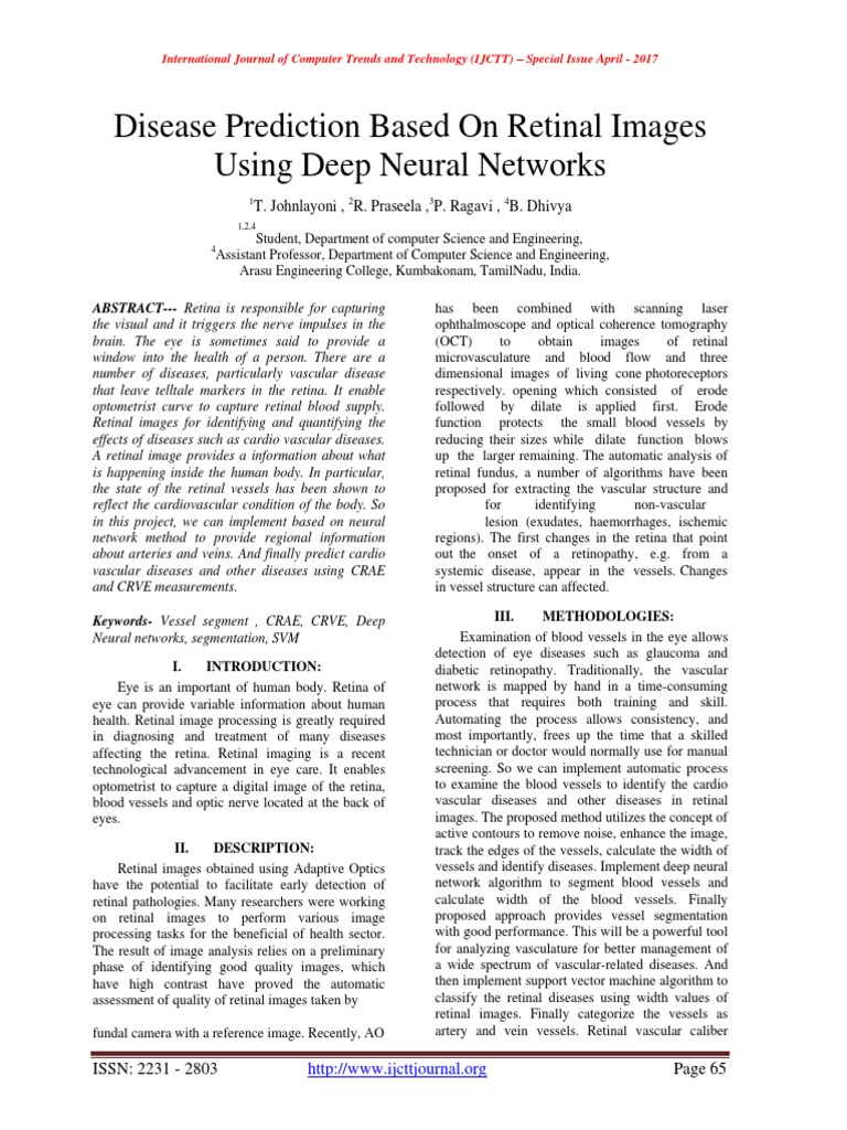 Disease Prediction Based On Retinal Images Using Deep Neural Networks | PDF | Retina ...