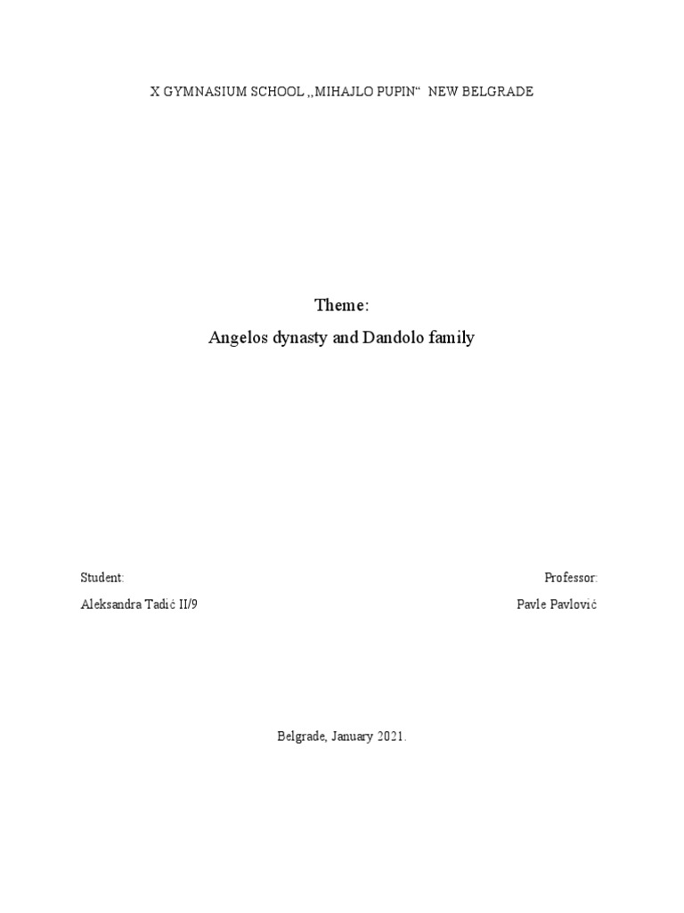 Angelos Dynasty and Dandolo Family | PDF | Republic Of Venice | High ...
