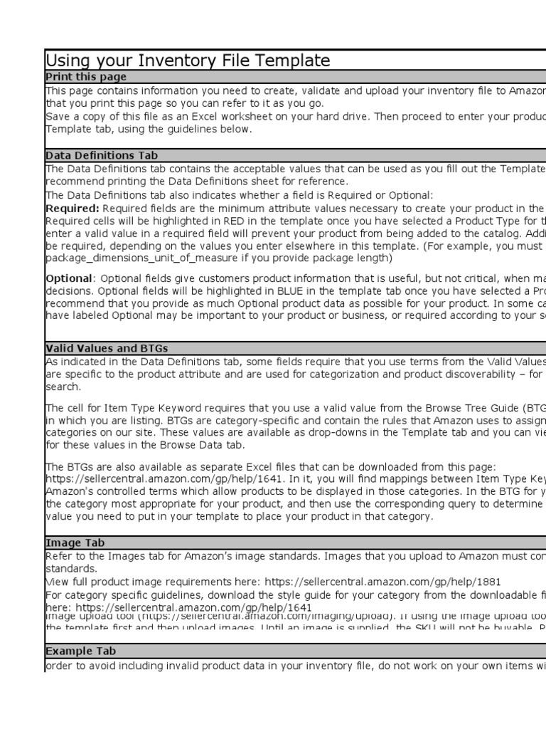 Using Your Inventory File Template | PDF | Computer Data | Computing