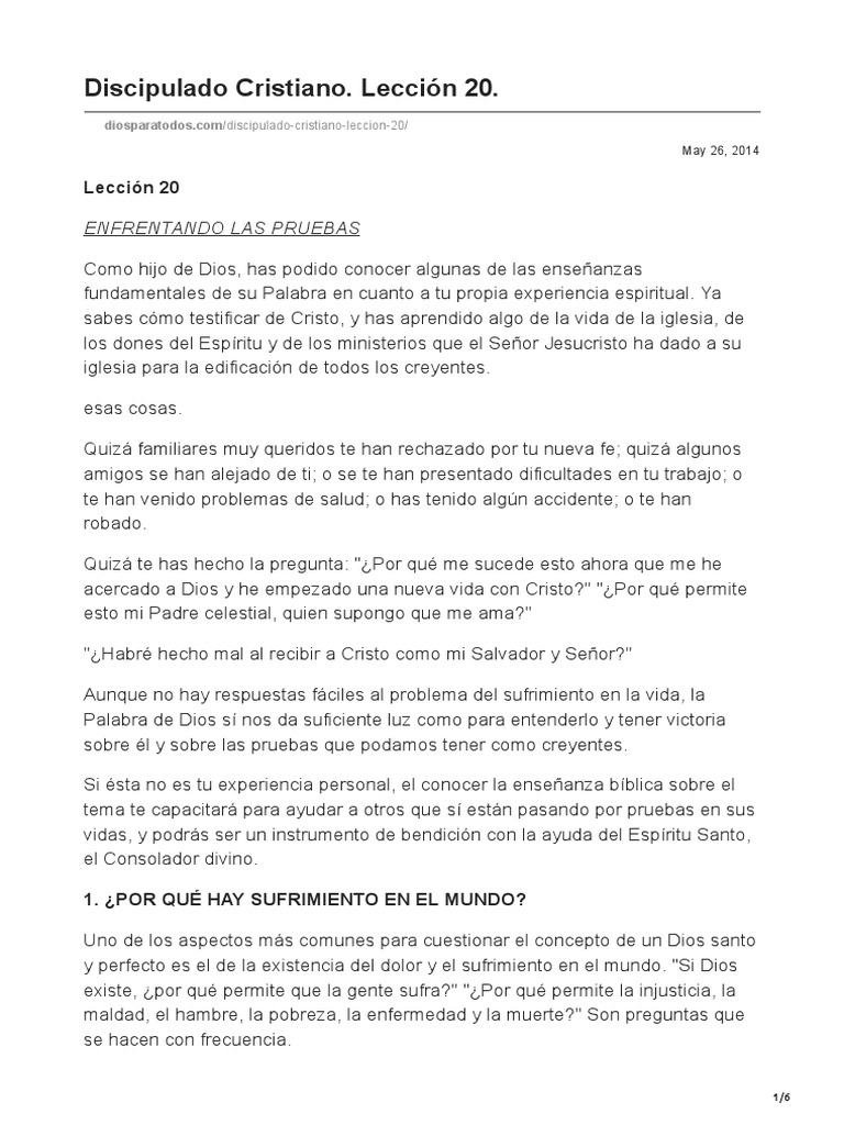 Discipulado Cristiano Lección 20 | PDF | Amor | Pecado