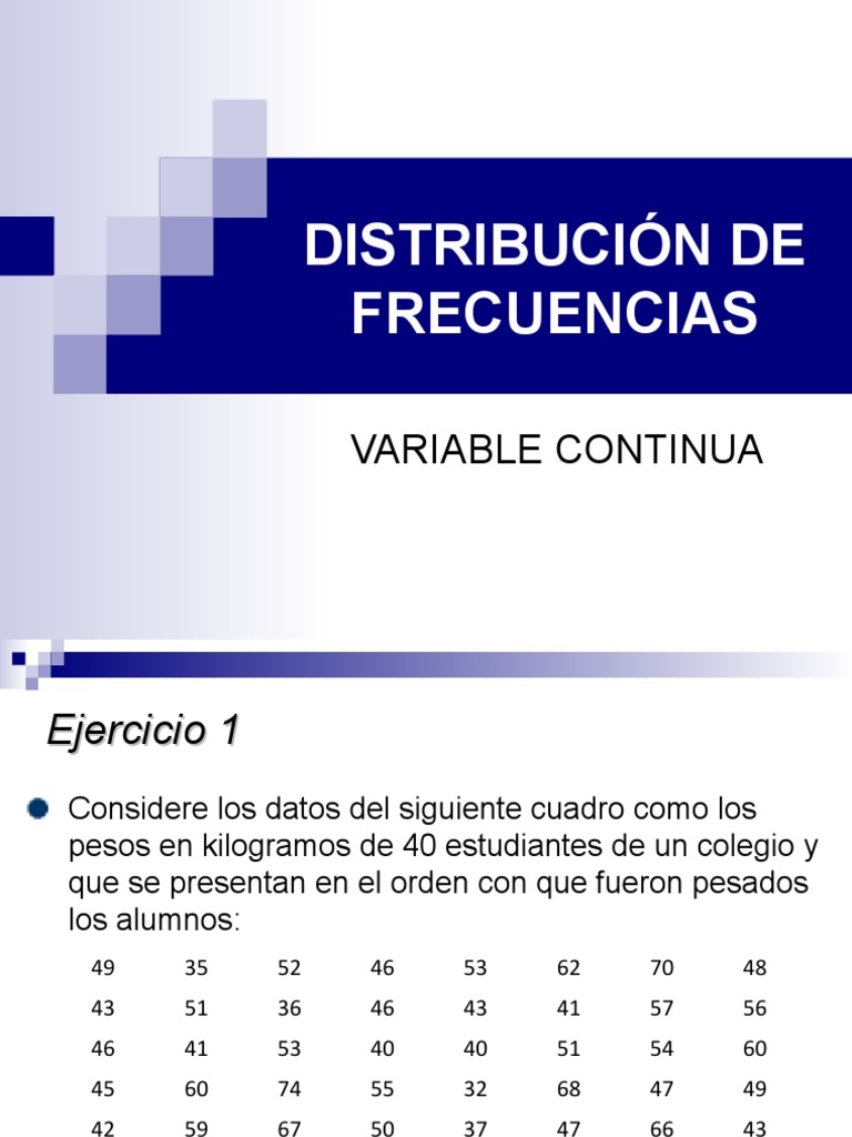 ME1 - Distribución de Frecuencias para Variable Continua | PDF ...
