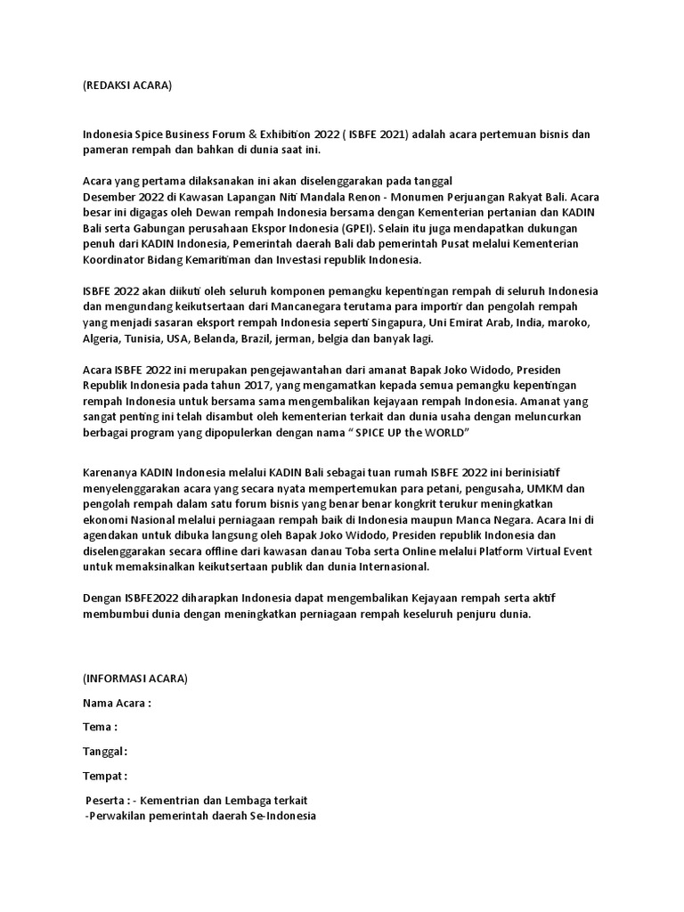Redaksi Acara ISBFE 2022 | PDF