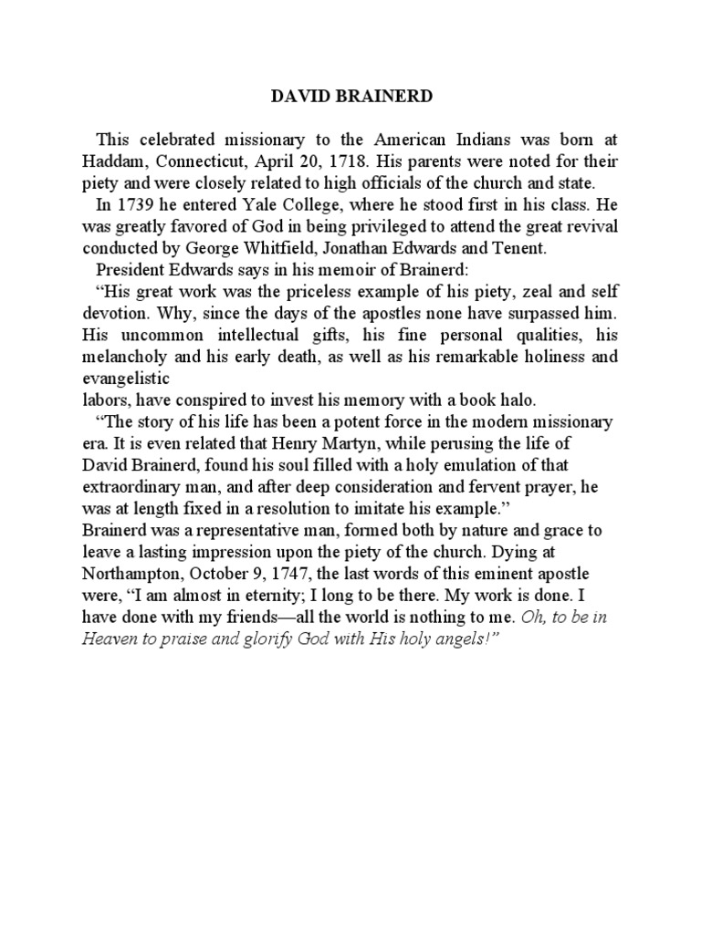 David Brainard | PDF | Religion & Spirituality