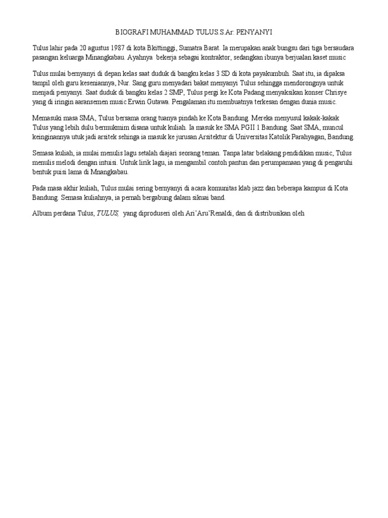 Biografi Tulus | PDF