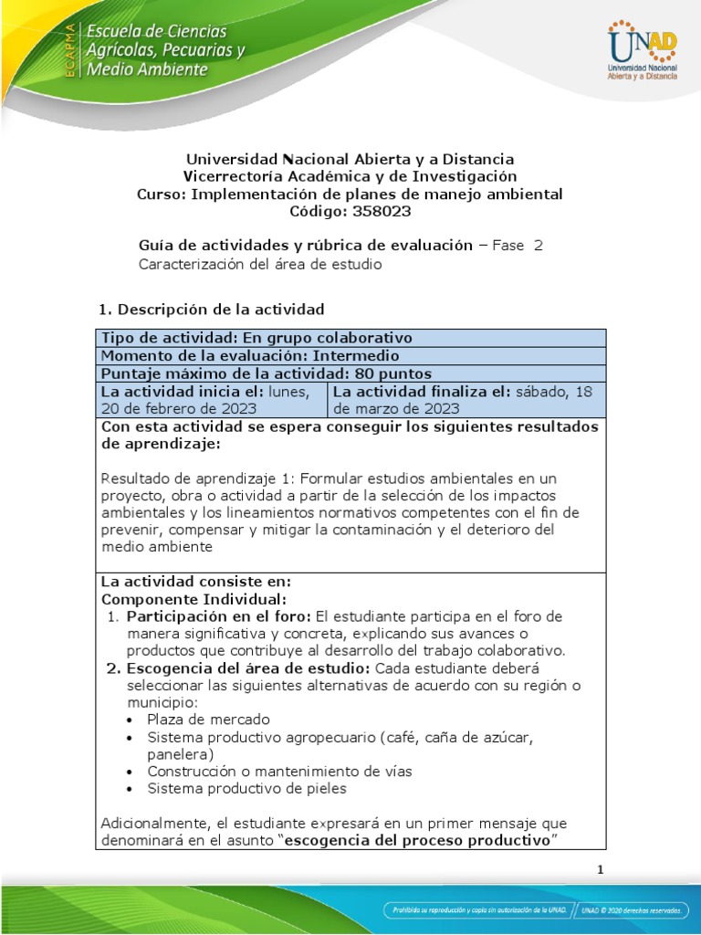 Guia de Actividades - Unidad 1 - Fase 2 - Caracterización Del Área de ...
