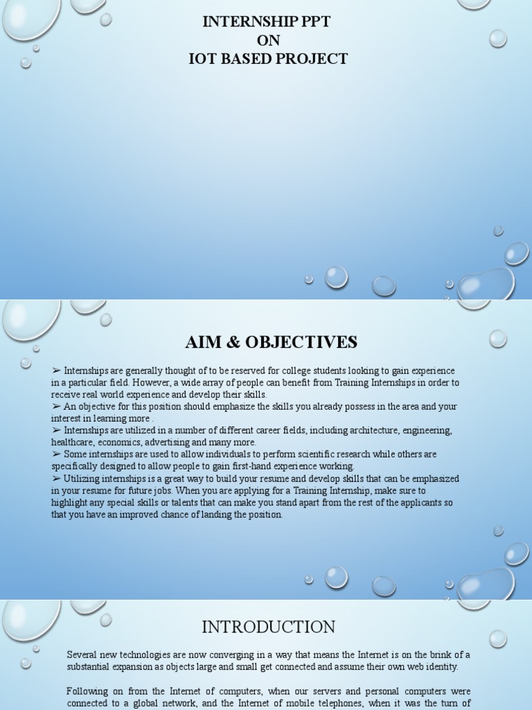 Internship PPT ON Iot Based Project | PDF | Internet Of Things | Internet