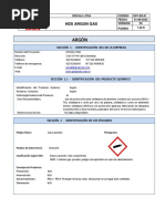 Argon Hoja de Seguridad | PDF | Toxicidad | Argón