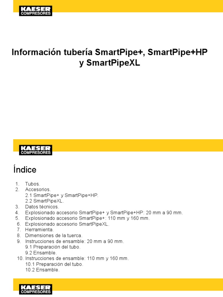 Información Tubería Smartpipe+, Smartpipe+Hp Y Smartpipexl | PDF | Tornillo | Arandela (Hardware)