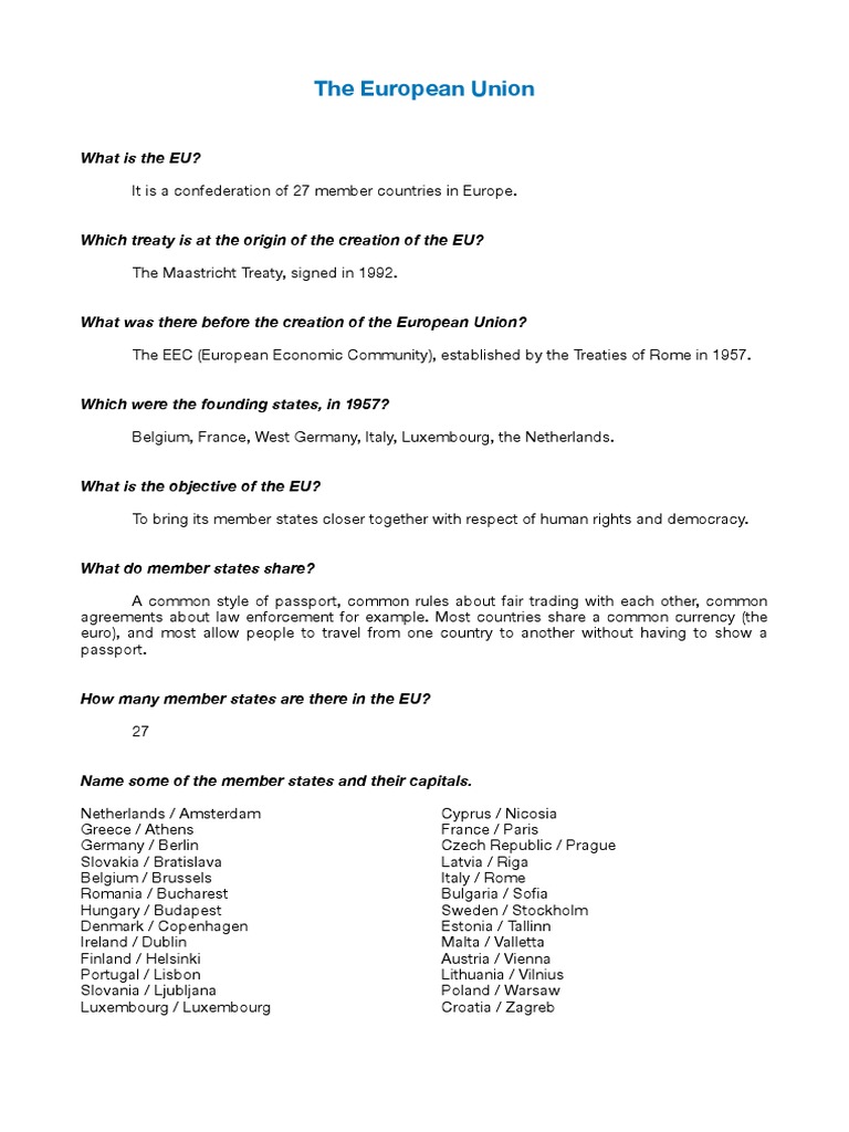 History of the European Union | PDF | European Union | Euro