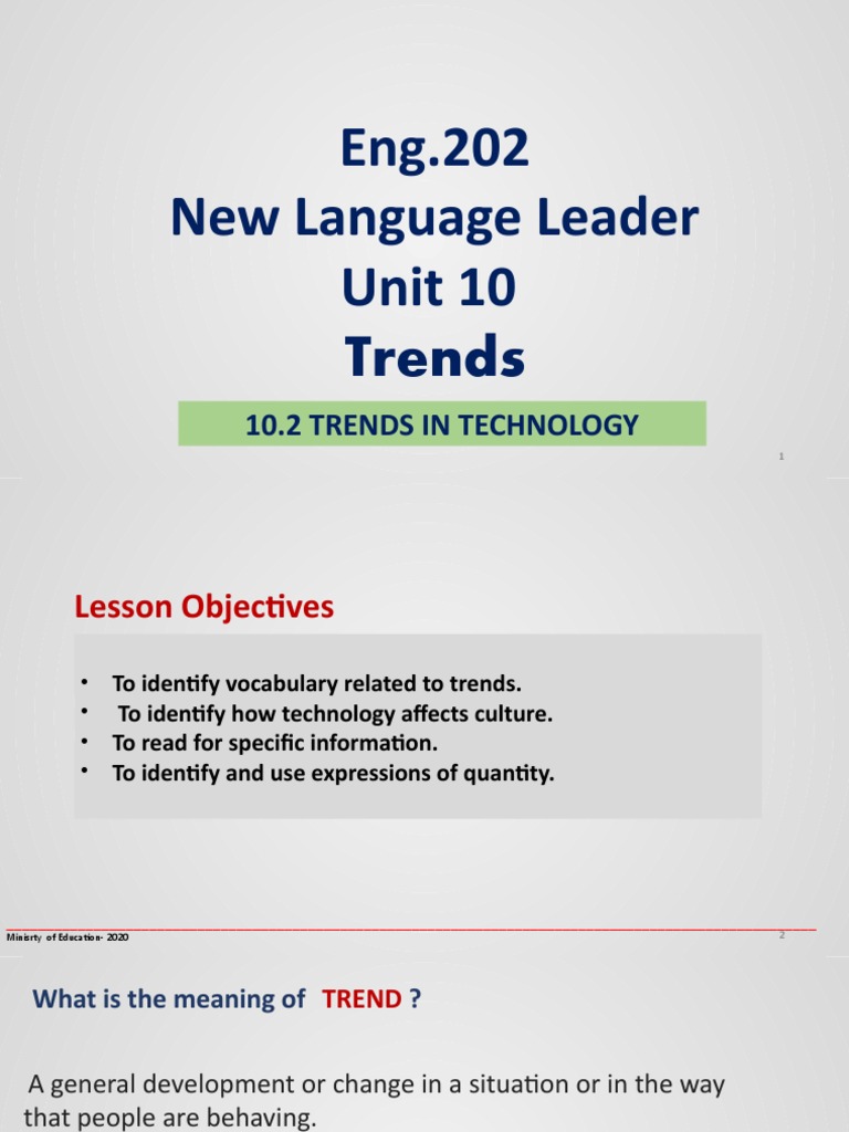 Eng.202 New Language Leader Unit 10 Trends | PDF | Robotics | Artificial Intelligence