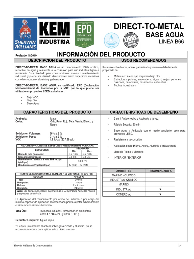 02 Kem Direct-To-Metal Base Agua | PDF | Agua | Pintar
