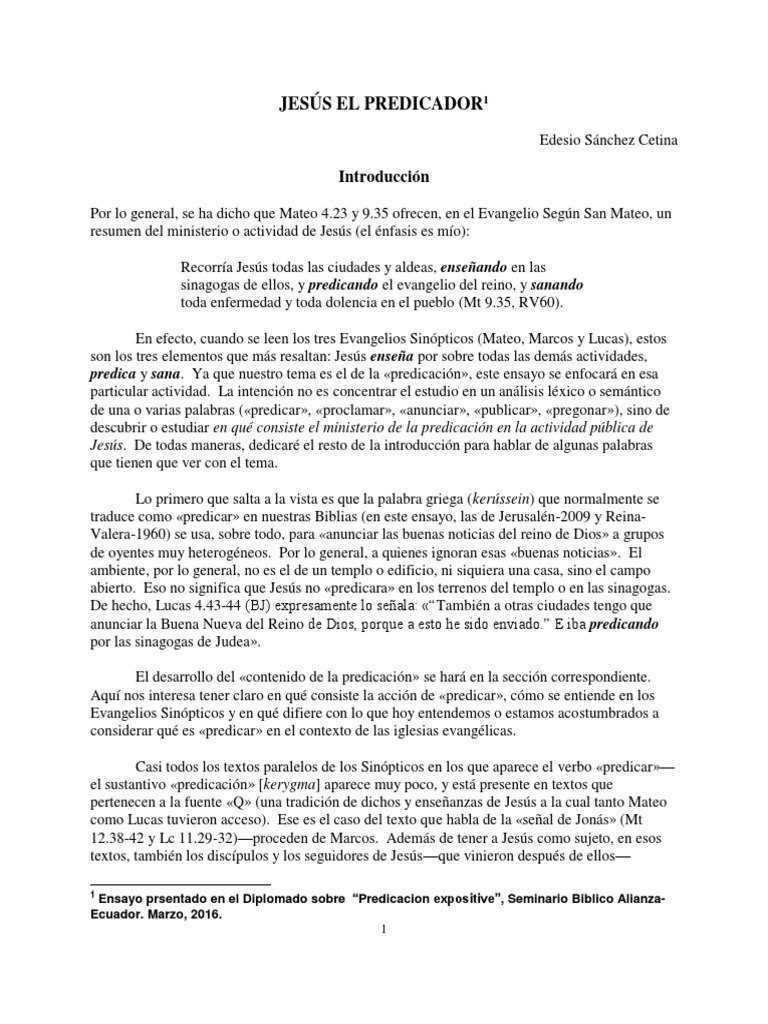 Jesús El Predicador: Introducción | PDF | Jesús | Evangelio de Mateo