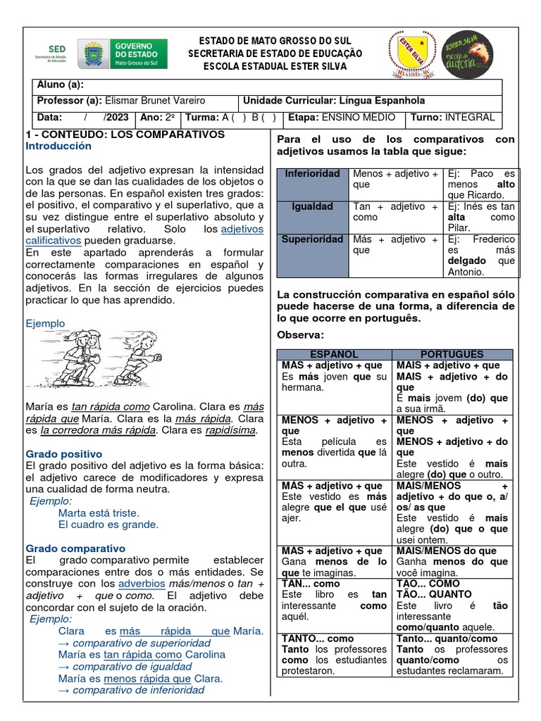 Los Comparativos | PDF | Adjetivo | Sintaxis