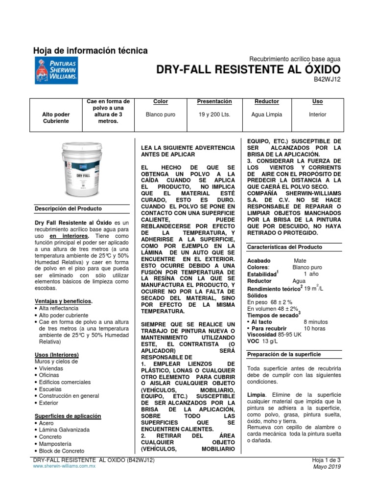 B42WJ12 Dry Fall Resistente Al Oxido 2019 | PDF | Pinturas | Agua
