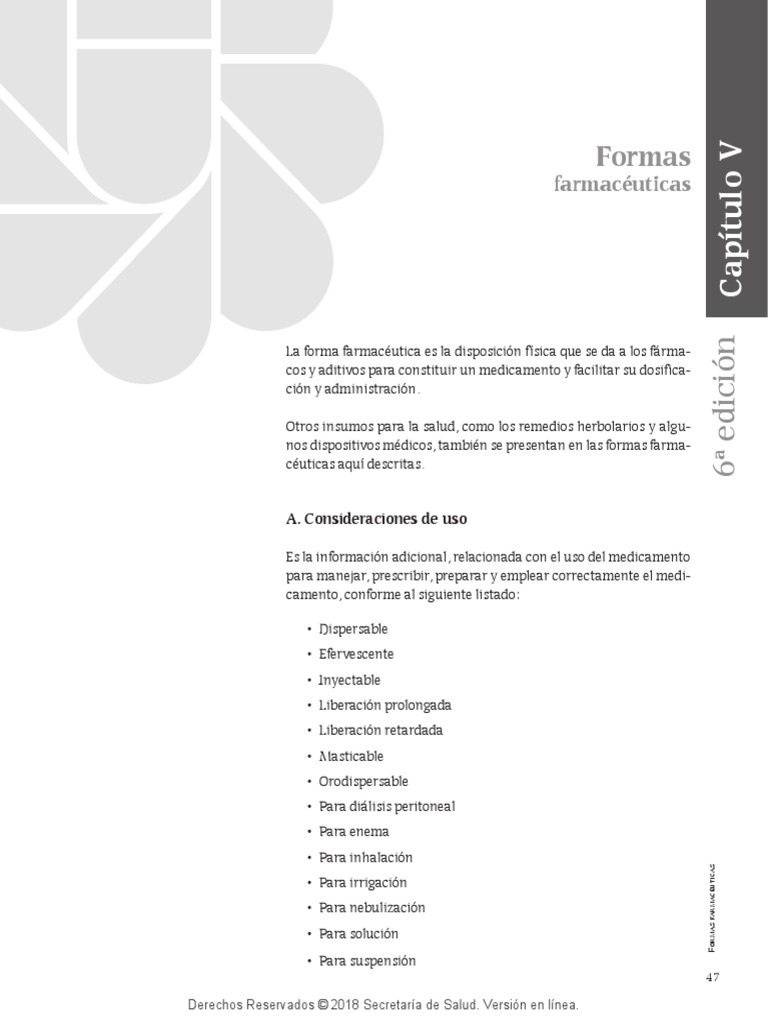Formas Farmaceuticas FEUM | PDF | Medicamentos con receta | Agua