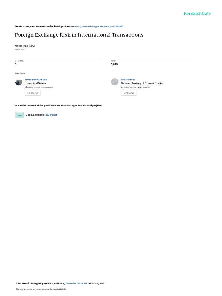 Foreign Exchange Risk in International Transaction | PDF | Futures ...