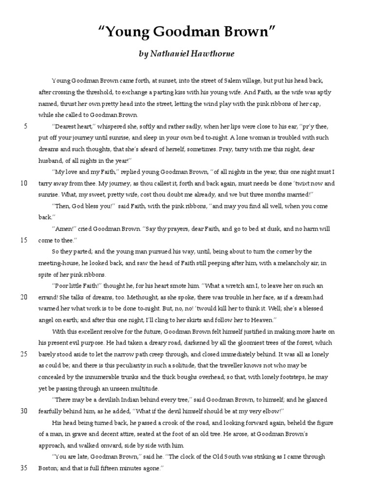 "Young Goodman Brown": by Nathaniel Hawthorne | PDF