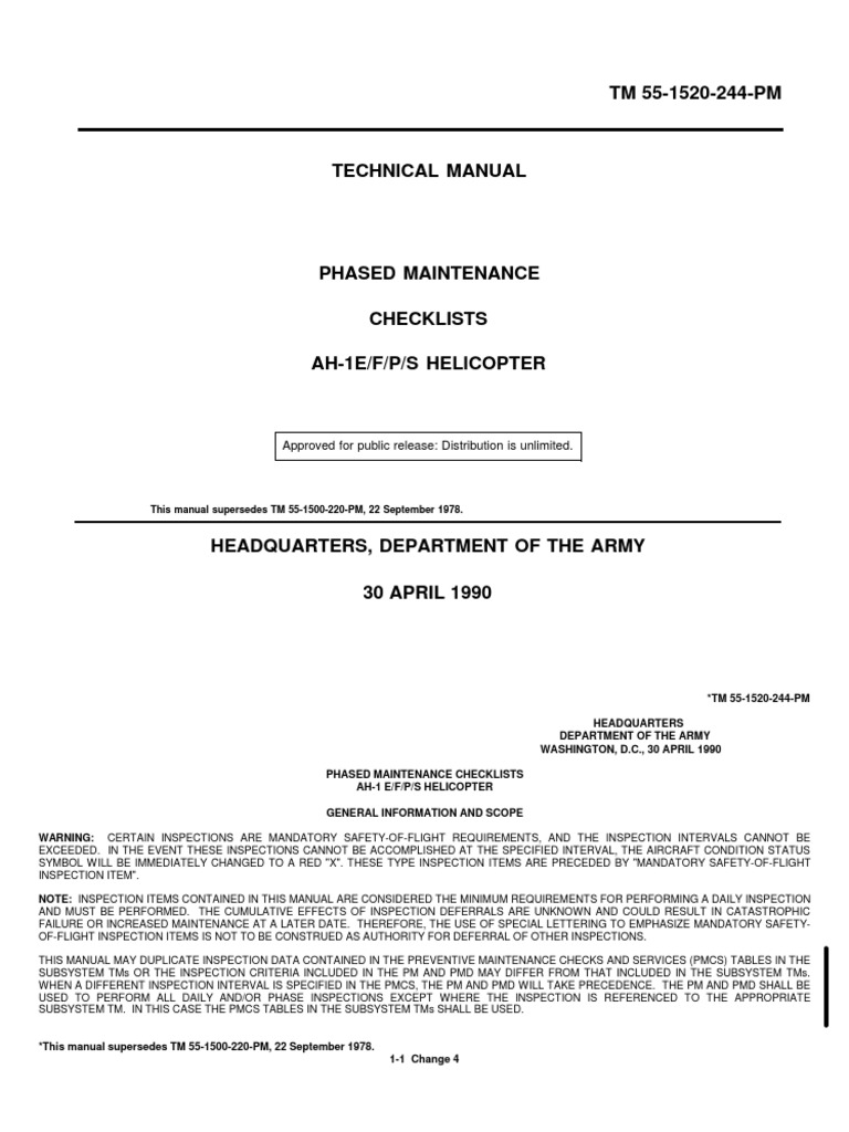 AH-1 Helicopter Phase Maintenance Checklists | PDF | Aircraft | Aviation