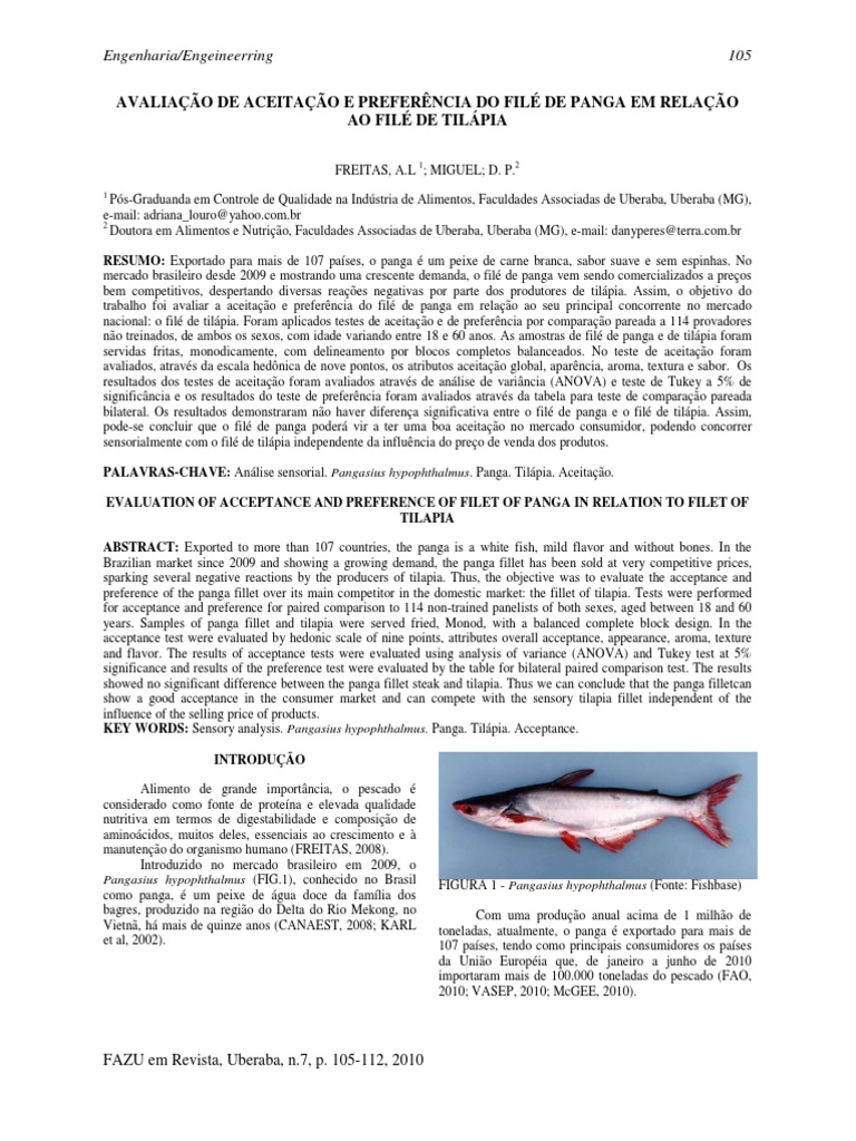 Avaliação de Aceitação e Preferência Do Filé de Panga em Relação Ao ...