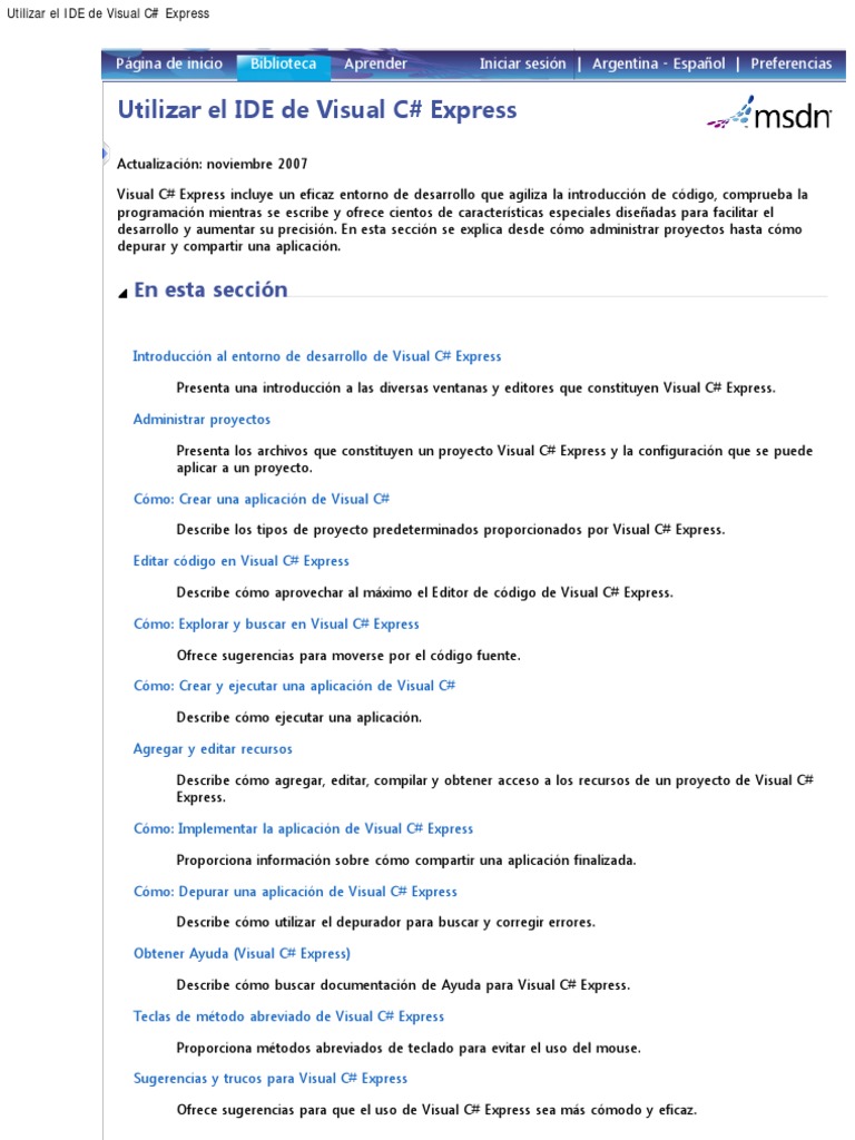 Utilizar El IDE de Visual C# Express FULL | PDF | Entorno de desarrollo ...