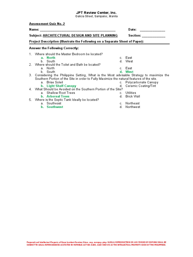 AR DES Jeboy Quiz 2 Site Devt Planning | PDF