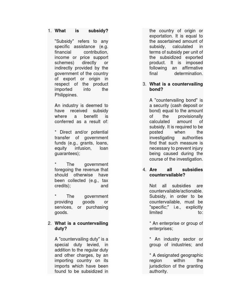 Understanding Subsidies and Countervailing Duties | PDF | Subsidy ...