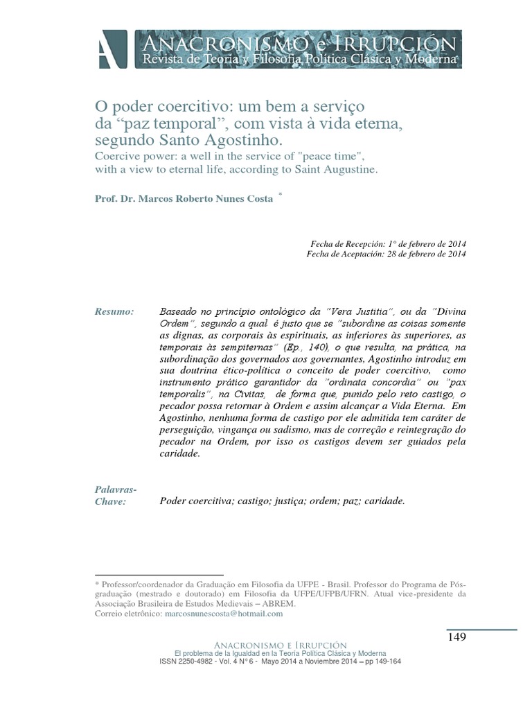 O Poder Coercitivo (Marcos Roberto Nunes Costa) | PDF | Agostinho de ...