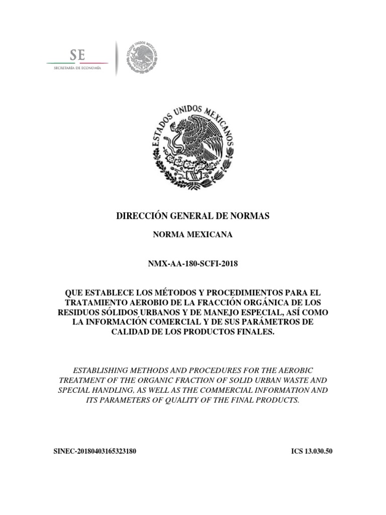 NMX Aa 180 Scfi 2018 | PDF | Compost | Residuos