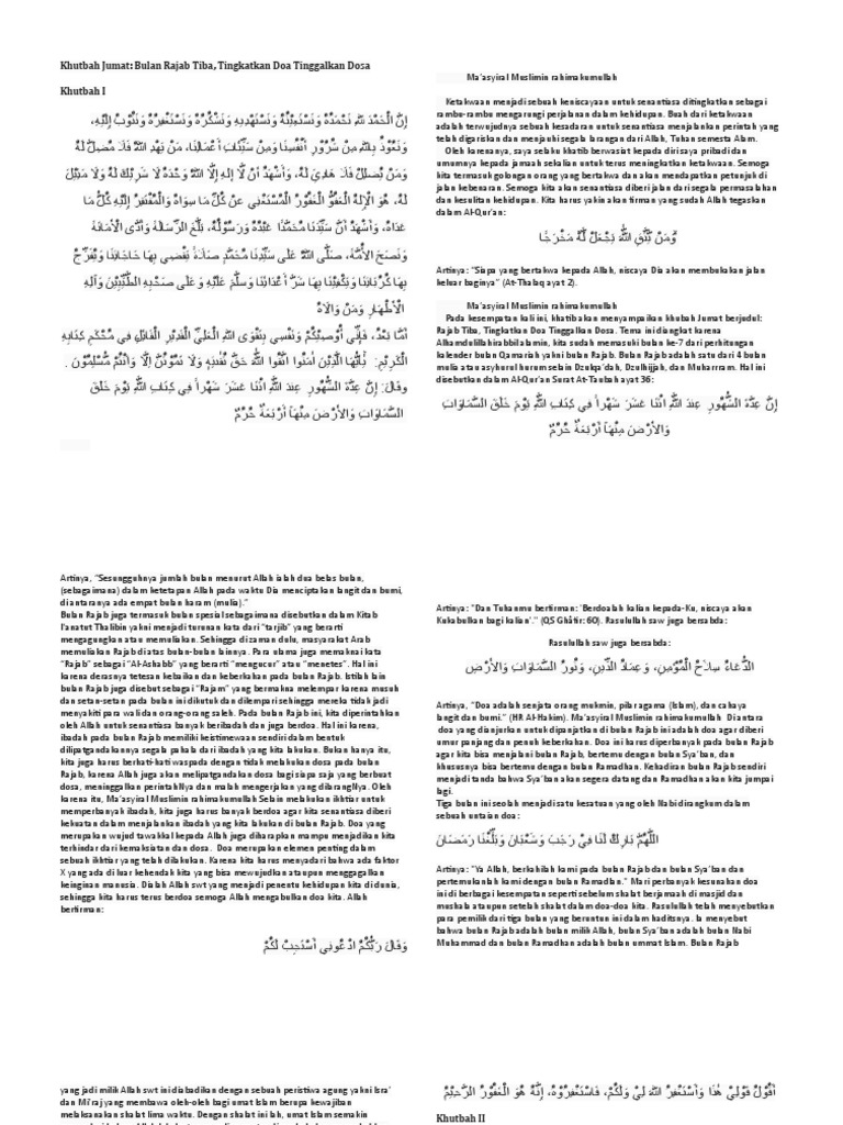 Khutbah Jumat Rajab | PDF