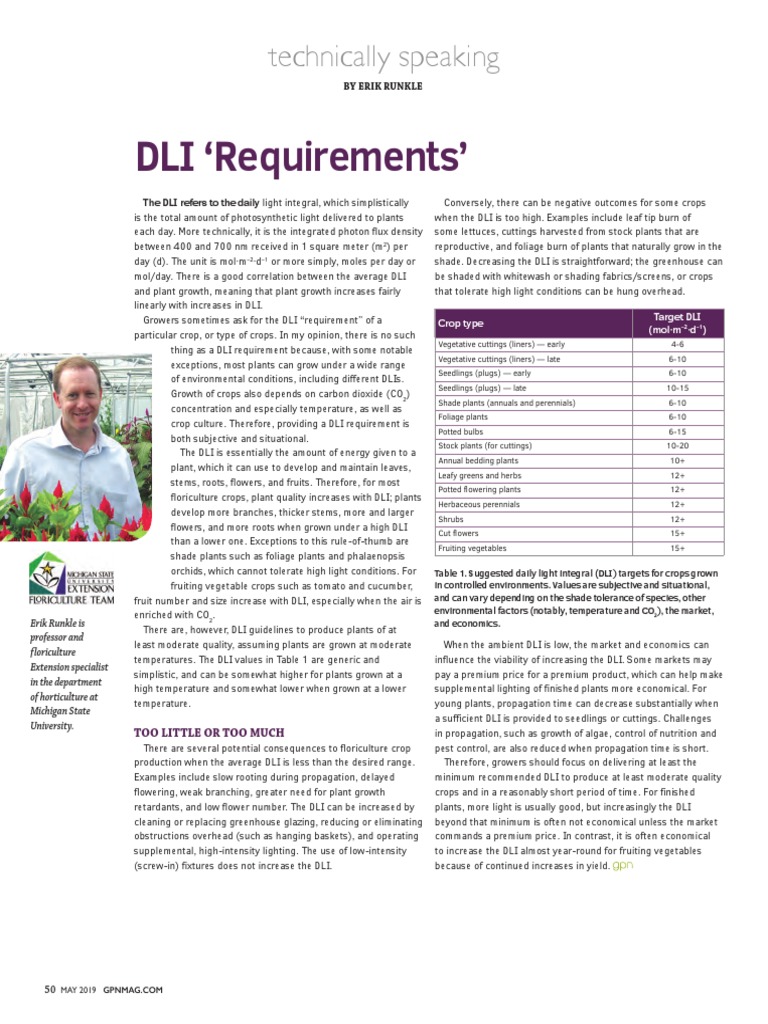 DLI Requirements | PDF | Botany | Plants