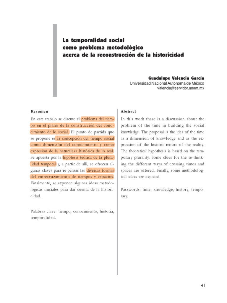 La temporalidad social y su metodología | PDF | Hora | Conocimiento