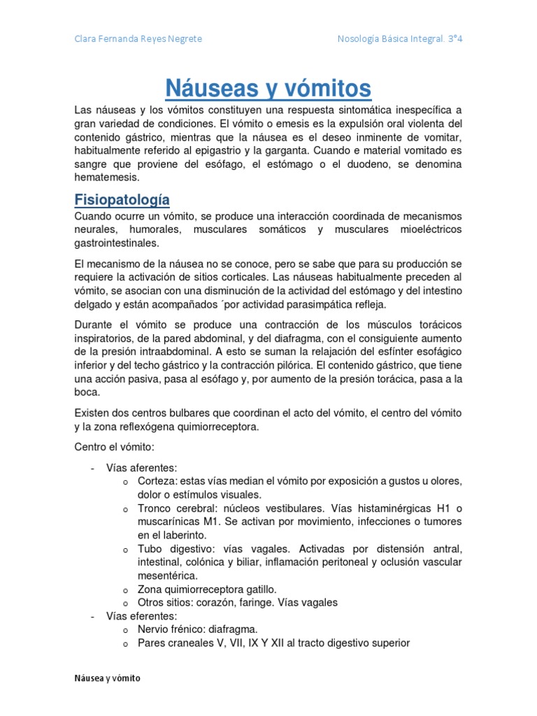 Náuseas y Vómitos | PDF | Vómitos | Estómago