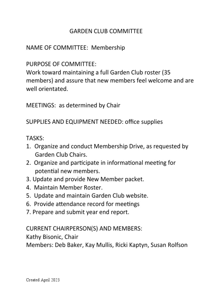 GC Membership Committee | PDF | Sports & Recreation