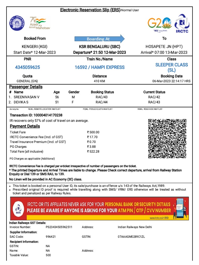Banglore Hospet | PDF | Identity Document | Qr Code