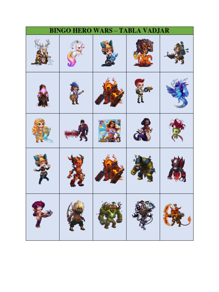 Bingo Hero Wars - Tabla Vadjar | PDF