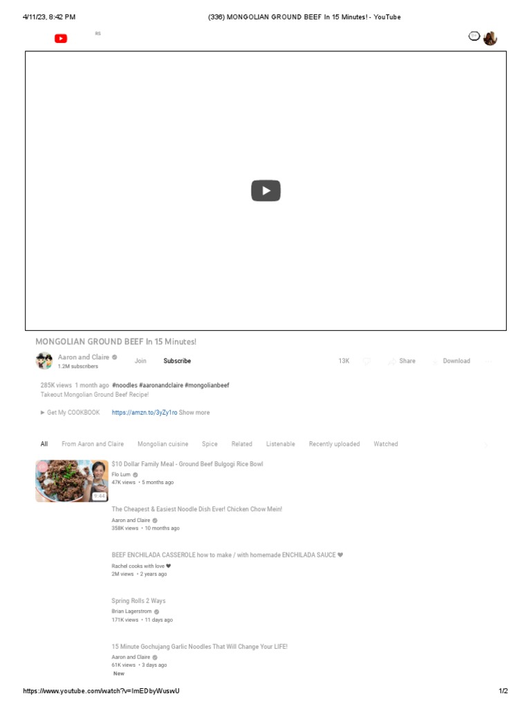 Mongolian Ground Beef In 15 Minutes Youtube Pdf Chinese Cuisine