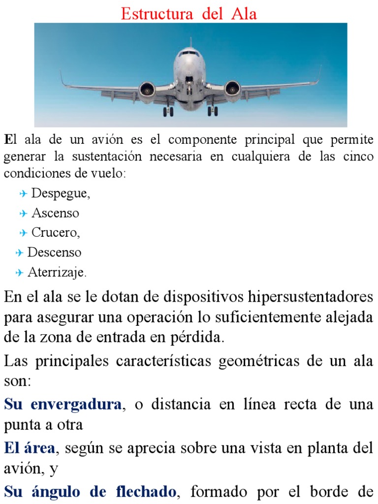 El Ala de Un Avión Es El Componente Principal Que Permite | PDF | Avión ...