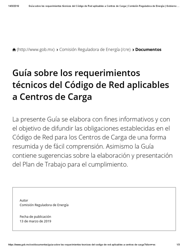Guía Sobre Los Requerimientos Técnicos Del Código de Red Aplicables A ...