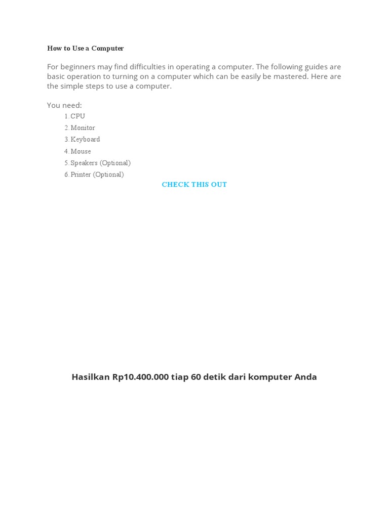 How To Use A Computer | PDF