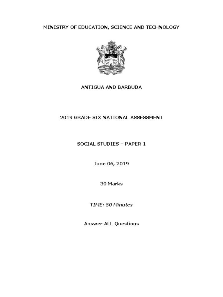 2019 G6NA Social Studies Paper 1 | PDF