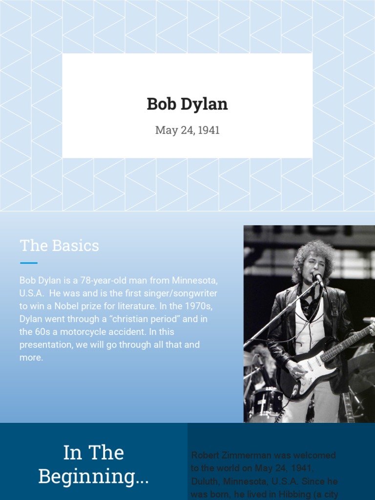 Bob Dylan Biography - From Minnesota Folk Singer to Nobel Laureate | PDF