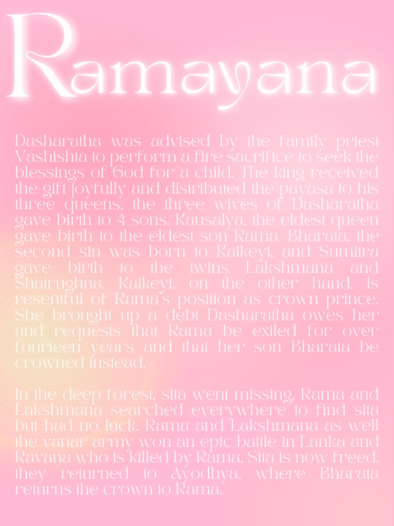 The Story of Rama: His Birth, Exile, Rescue of Sita, and Return to Ayodhya | PDF