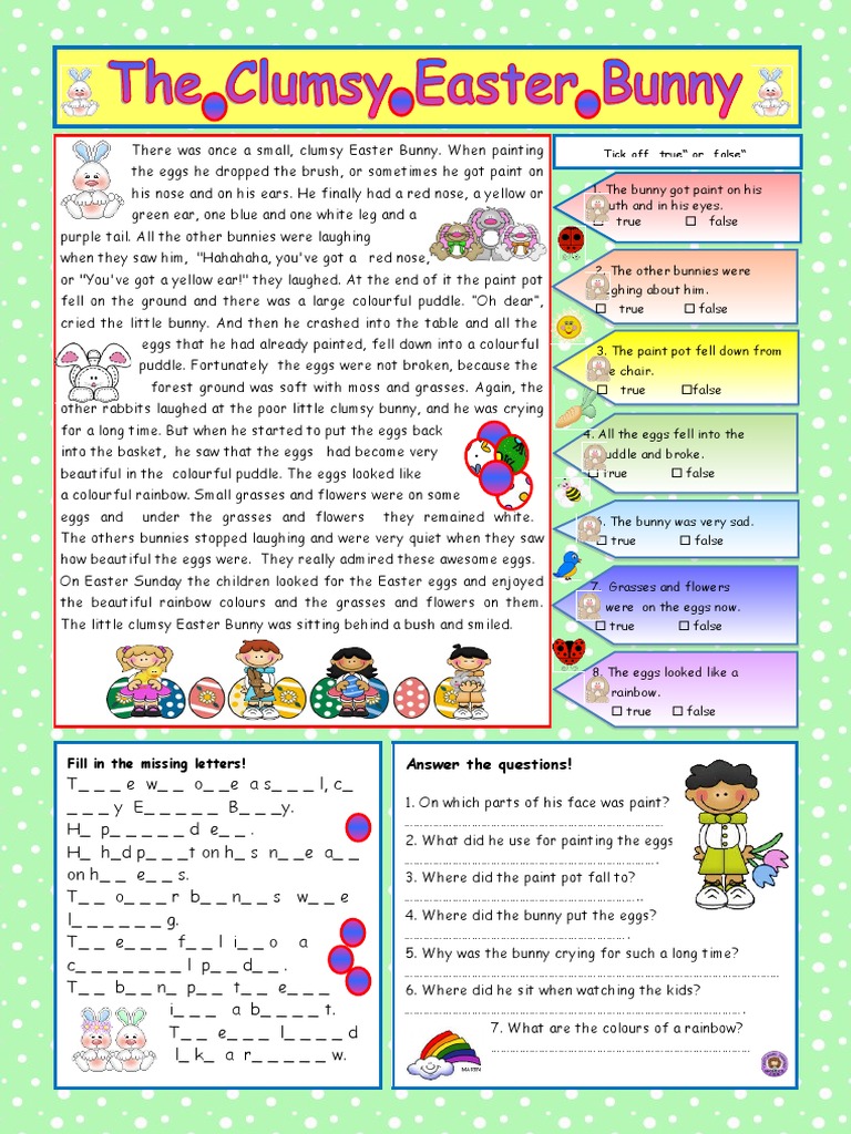 Clumsy Easter Bunny Comprehension | PDF | Rabbit
